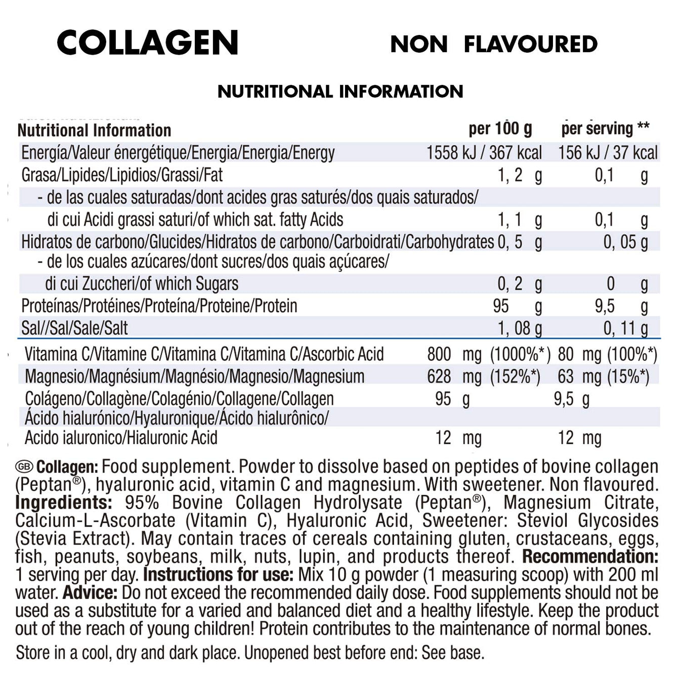 Weider Collagen Peptide Powder, Hyaluronic Acid 300g (30days Supply ...